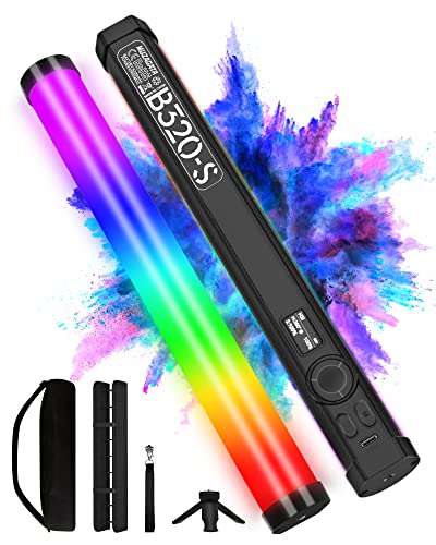 MUZAGATA LED Light Wand Photography 1200 Lux, 2500K-9900K RGB Tube Light CRI＞95, Handheld Photography Light Bar Built in 5200mAh Battery with OLED Display, Light Painting Photography Tools