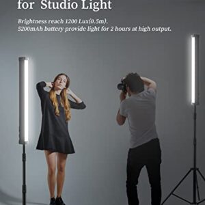 MUZAGATA LED Light Wand Photography 1200 Lux, 2500K-9900K RGB Tube Light CRI＞95, Handheld Photography Light Bar Built in 5200mAh Battery with OLED Display, Light Painting Photography Tools