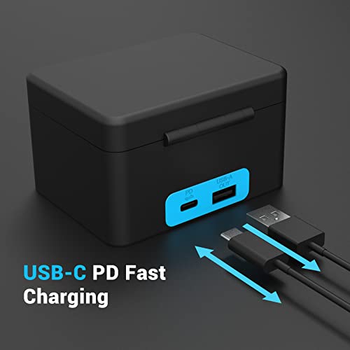 EACHSHOT ZGCINE G10 Build in 10400mAh Battery Charger Bank Fast Charging Case for GoPro Hero 11/10/9/8/7/6/5 Battery, Support USB-C PD Input, with USB-C PD Output and USB-A Output