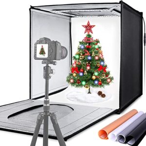 aureday photo studio light box, 20”×20” dimmable photo lightbox for product photography, proffessional shooting tent with 80pcs led lights and 5 colored backdrops