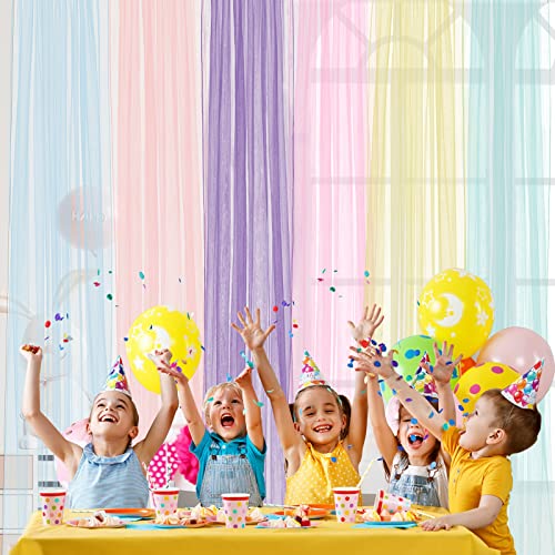 6 Panels Pastel Rainbow Backdrop 5ft x 7.3ft Tulle Backdrop Unicorn Drapes Curtains for Baby Shower Photography Birthday Party Wedding