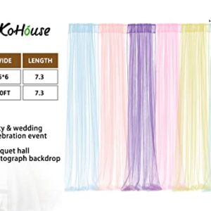 6 Panels Pastel Rainbow Backdrop 5ft x 7.3ft Tulle Backdrop Unicorn Drapes Curtains for Baby Shower Photography Birthday Party Wedding