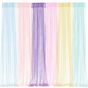 6 Panels Pastel Rainbow Backdrop 5ft x 7.3ft Tulle Backdrop Unicorn Drapes Curtains for Baby Shower Photography Birthday Party Wedding