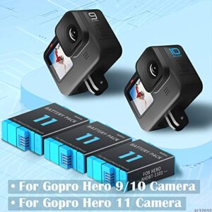 3Pack Hero 11 Batteries for GoPro Hero 11, GoPro Hero 10, GoPro Hero 9 Camera, 3-in-1 Battery Charger for GoPro 11 GoPro 10 GoPro 9 Black Camera ADDBD-001