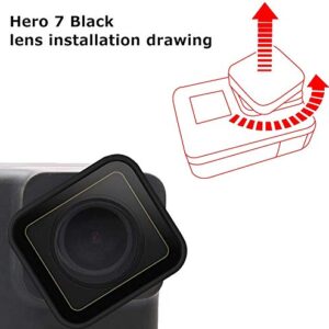 Glass Cover Protective Lens Replacement for 5/6/7,Protect The Lens Replacement for Action Sports Camera Accessory Kit (Black)