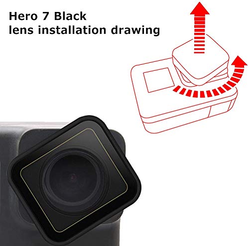 Glass Cover Protective Lens Replacement for 5/6/7,Protect The Lens Replacement for Action Sports Camera Accessory Kit (Black)