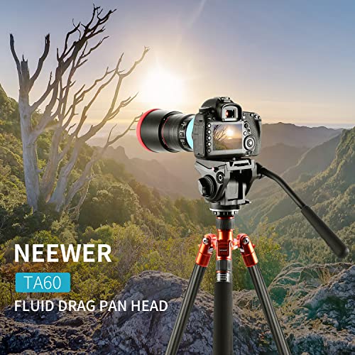 Neewer Metal Heavy Duty Video Camera Tripod Fluid Drag Pan Head with 1/4 and 3/8 inches Screws Sliding Plate for DSLR Cameras Video Camcorders Shooting Filming, up to 11 pounds/5 kilograms