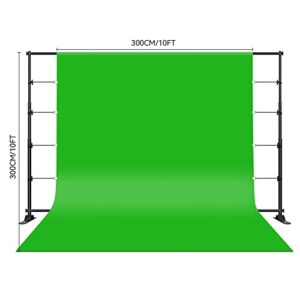 10x10 Ft Green Screen Background for Photography, Soft Pure Chromokey Backdrop Greenscreen Background Sheet for Zoom, Cotton Fabric with 8 Clips for Photography Studio Video Games