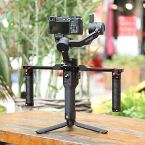 UURig DH13 Dual Handle Grip for DJI Ronin S/Ronin SC Camera Stabilizer, Cold Shoe Microphone/Light/Monitor 1/4" Extension Position Adjustable Video Shooting Accessories