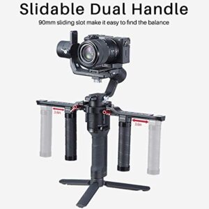 UURig DH13 Dual Handle Grip for DJI Ronin S/Ronin SC Camera Stabilizer, Cold Shoe Microphone/Light/Monitor 1/4" Extension Position Adjustable Video Shooting Accessories