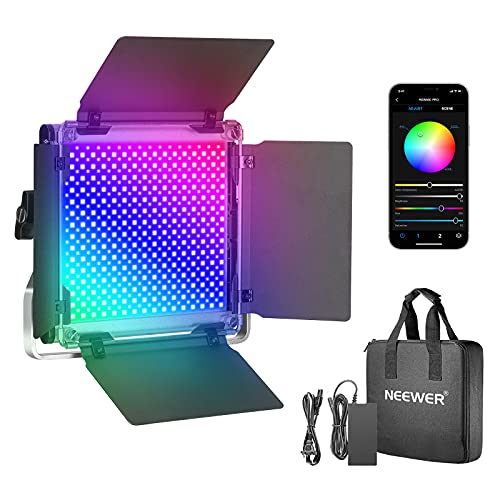 Neewer 660 PRO RGB Led Video Light with APP Control, 50W Video Lighting 360°Full Color, CRI 97+ with Barndoor/U Bracket for Gaming, Streaming, YouTube, Webex, Broadcasting, Web Conference, Photography