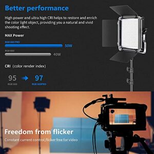 Neewer 660 PRO RGB Led Video Light with APP Control, 50W Video Lighting 360°Full Color, CRI 97+ with Barndoor/U Bracket for Gaming, Streaming, YouTube, Webex, Broadcasting, Web Conference, Photography