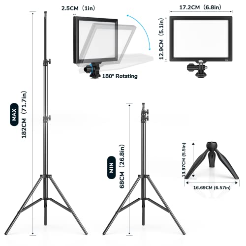 Pixel LED Video Light Panel Lighting Kit, 2Pack P20 3200K-5600k Dimmable Bi-Color Soft Light with LCD Display Brightness and Mini Tripod for Game/Live Stream/YouTube/Photography