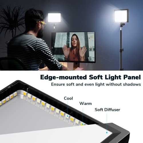 Pixel LED Video Light Panel Lighting Kit, 2Pack P20 3200K-5600k Dimmable Bi-Color Soft Light with LCD Display Brightness and Mini Tripod for Game/Live Stream/YouTube/Photography