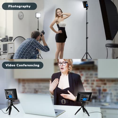 Pixel LED Video Light Panel Lighting Kit, 2Pack P20 3200K-5600k Dimmable Bi-Color Soft Light with LCD Display Brightness and Mini Tripod for Game/Live Stream/YouTube/Photography