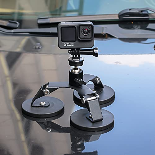 Magnetic Action Camera Mount for GoPro, Heavy Duty Metal Car Magnetic Camera Mount with 360 Degree Tripod Ball Head Compatible with GoPro Hero 11/10/9/8/7/6 Black, GoPro Max, DJI Osmo Action and More