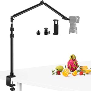 obeamiu camera desk mount stand with 24.41” detachable magic arm, mount light stand with 360° ballhead, 16.7-40.1” tabletop clamp stand for dslr camera/fill lights/selfies/live streaming/webcam