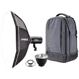 westcott l60-b bi-color cob led 1-light backpack kit with rapid box octa-s, ultra reflector, 9 fx modes, 97+ cri, 98+ tlc, 15,000 lux at 1meter for photography & video lighting