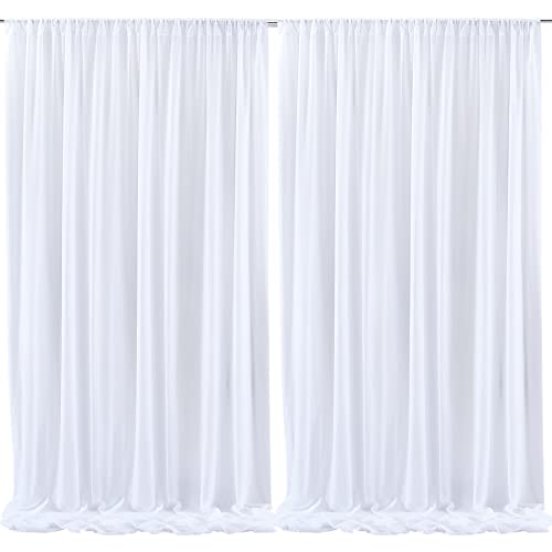 White Chiffon Sheer Backdrop Curtain for Wedding, Parties, White Arch Drapes for Backdrop Decoration,Wrinkle-Free 10ft x 10ft