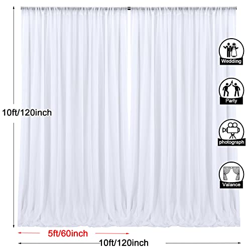 White Chiffon Sheer Backdrop Curtain for Wedding, Parties, White Arch Drapes for Backdrop Decoration,Wrinkle-Free 10ft x 10ft