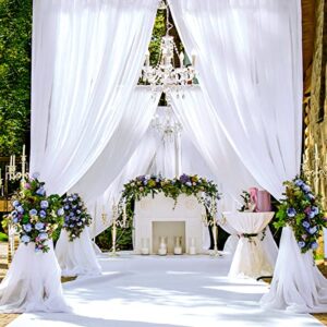 White Chiffon Sheer Backdrop Curtain for Wedding, Parties, White Arch Drapes for Backdrop Decoration,Wrinkle-Free 10ft x 10ft