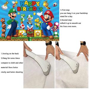 chaungda 8x6ft Super Mario Gold Coin Video Game Happy Birthday Theme Photography Backdrops Children Boys Birthday Party Photo Backgrounds