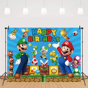 chaungda 8x6ft Super Mario Gold Coin Video Game Happy Birthday Theme Photography Backdrops Children Boys Birthday Party Photo Backgrounds