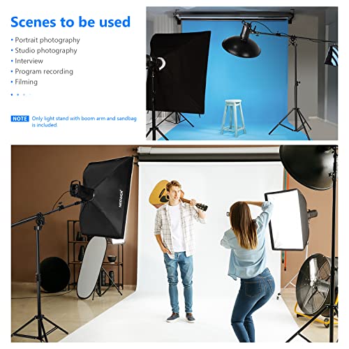 Neewer 2-in-1 Photography Light Stand, Aluminum Alloy 9.7ft Heavy Duty Tripod Stand with 3.8ft Boom Arm and Empty Sandbag for Video Light, Strobe, Reflector, Softbox for Studio Photo Video Shooting