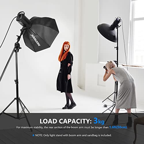 Neewer 2-in-1 Photography Light Stand, Aluminum Alloy 9.7ft Heavy Duty Tripod Stand with 3.8ft Boom Arm and Empty Sandbag for Video Light, Strobe, Reflector, Softbox for Studio Photo Video Shooting