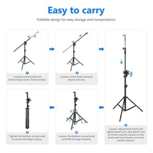 Neewer 2-in-1 Photography Light Stand, Aluminum Alloy 9.7ft Heavy Duty Tripod Stand with 3.8ft Boom Arm and Empty Sandbag for Video Light, Strobe, Reflector, Softbox for Studio Photo Video Shooting