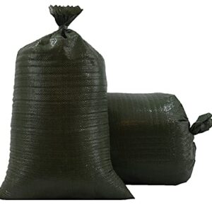 UpNorth Sandbags - Box of 100 - Empty Woven Polypropylene Sand Bags w/Ties, w/UV Protection; size: 14" x 26", color: Military Green