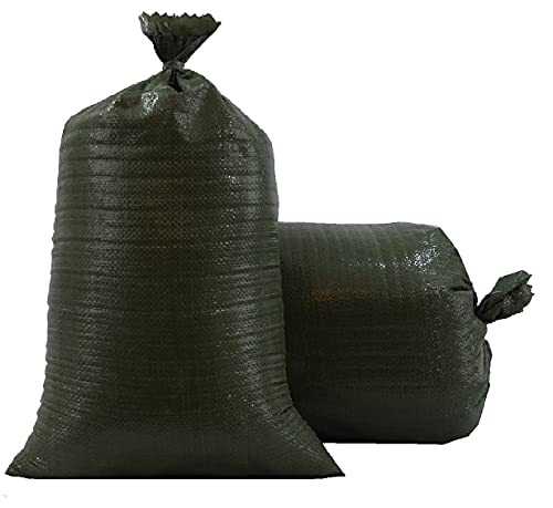 UpNorth Sandbags - Box of 100 - Empty Woven Polypropylene Sand Bags w/Ties, w/UV Protection; size: 14" x 26", color: Military Green