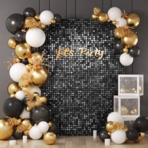 cokaobe black shimmer wall backdrop, 24 panels round sequin shimmer backdrop, photo backdrops for birthday, anniversary, wedding, graduation & bachelorette party decoration