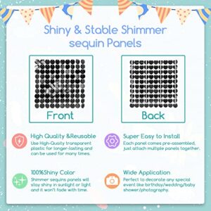 COKAOBE Black Shimmer Wall Backdrop, 24 Panels Round Sequin Shimmer Backdrop, Photo Backdrops for Birthday, Anniversary, Wedding, Graduation & Bachelorette Party Decoration