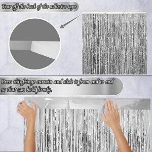 6 Pack Silver Foil Fringe Curtains Party Backdrop, 3.28 x 8.2 ft Metallic Foil Tinsel Fringe Backdrop Door Fringe for Photo Wedding Birthday Bridal Showers Graduation Theme Party Decorations