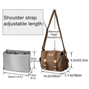 CADeN Camera Bag Case Canvas Compatible for Nikon, Canon, Sony DSLR/SLR Mirrorless Camera with Tripod Holder, Camera Shoulder Messenger Bag for Men/Women Brown