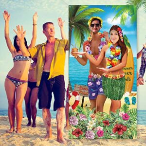 Hawaiian Aloha Party Decorations Luau Couple Photo Prop, Giant Fabric Hawaiian Luau Photo Booth Background, Funny Luau Couple Photo Door Banner for Luau Party or Beach Party Supplies Favors, 6 x 3 ft