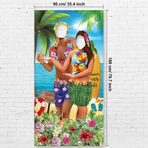 Hawaiian Aloha Party Decorations Luau Couple Photo Prop, Giant Fabric Hawaiian Luau Photo Booth Background, Funny Luau Couple Photo Door Banner for Luau Party or Beach Party Supplies Favors, 6 x 3 ft