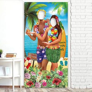 Hawaiian Aloha Party Decorations Luau Couple Photo Prop, Giant Fabric Hawaiian Luau Photo Booth Background, Funny Luau Couple Photo Door Banner for Luau Party or Beach Party Supplies Favors, 6 x 3 ft