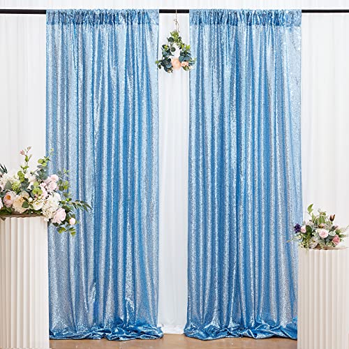 Baby Blue Sequin Photo Backdrop Wedding Party Photography Background 2ftx8ft Shimmer Ceremony Background Two Pieces