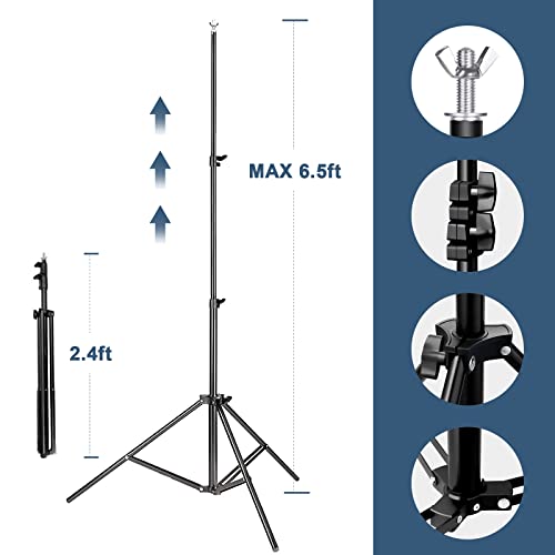 LCUIRC Photo Backdrop Stand, 6.5x10ft Background Stand Kit with 4 Crossbars, 4 Spring Clamps, 4 Backdrop Clips, 2 Sandbags, and Carrying Bag for Parties Decoration