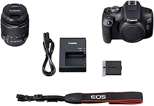 Inspire Digital Canon EOS Rebel 2000D DSLR Camera with 18-55mm is II Lens Bundle + Canon EF 75-300mm f/4-5.6 III Lens and 500mm Preset Lens + 32GB Memory + Monopod + Padded Case (Renewed)