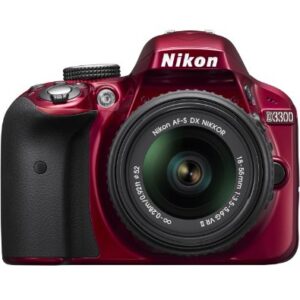 Nikon D3300 24.2 MP CMOS Digital SLR with Auto Focus-S DX NIKKOR 18-55mm f/3.5-5.6G VR II Zoom Lens (Red)