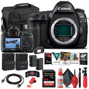 canon eos 5d mark iv dslr camera (body only) (1483c002), 64gb memory card, case, corel photo software, lpe6 battery, external charger, card reader, hdmi cable + more (renewed)