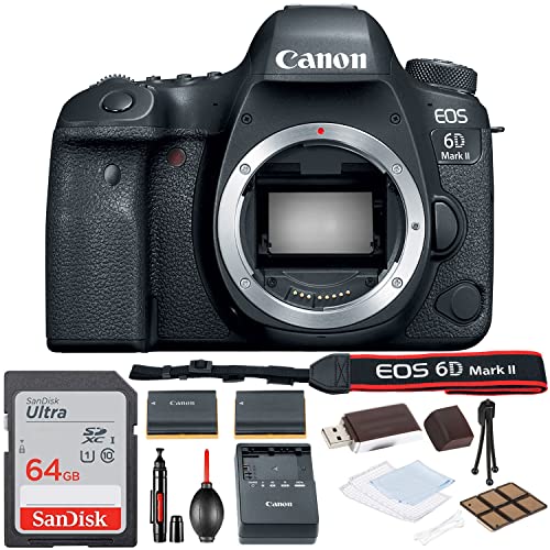 6D Mark II DSLR (Body Only) Camera Bundle - 1897C002 + Sandisk 64GB Ultra Memory & 2X Batteries