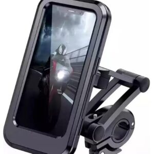 QXTEI Bike Phone Mount | Waterproof Cell Phone Holder for Bicycles & Motorcycles | 360° Rotation for Vertical & Horizontal View During Road Rides | Shock-Proof & Compatible with 4-6.5” Smartphones