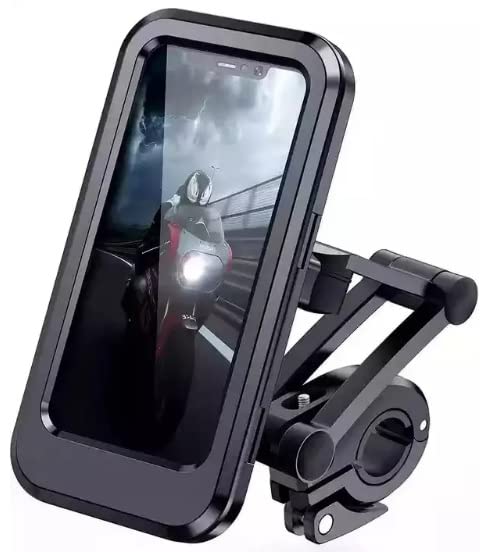 QXTEI Bike Phone Mount | Waterproof Cell Phone Holder for Bicycles & Motorcycles | 360° Rotation for Vertical & Horizontal View During Road Rides | Shock-Proof & Compatible with 4-6.5” Smartphones