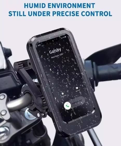 QXTEI Bike Phone Mount | Waterproof Cell Phone Holder for Bicycles & Motorcycles | 360° Rotation for Vertical & Horizontal View During Road Rides | Shock-Proof & Compatible with 4-6.5” Smartphones