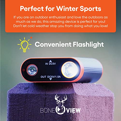 BoneView Electric Hand Warmer Emergency Power Bank with Flashlight - Portable Rechargeable 9900-mAh Battery Pack, Fast Heating Over 8 Hr, Hunting, Fishing, Survival, Camping Gadgets for Men & Women