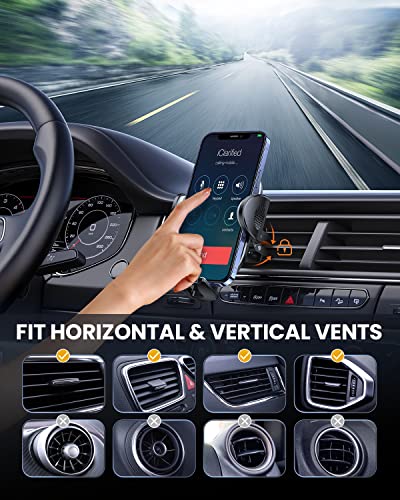 Car Phone Holder Mount: 2023 Hands-Free Vent Phone Clip [Big Phones & Thick Case Friendly], Compatible with iPhone 14/13/12 Pro/Max/8/Plus X/XR/XS/SE/Samsung Galaxy S22/S21/S20+/S10/S9/Note 20/10